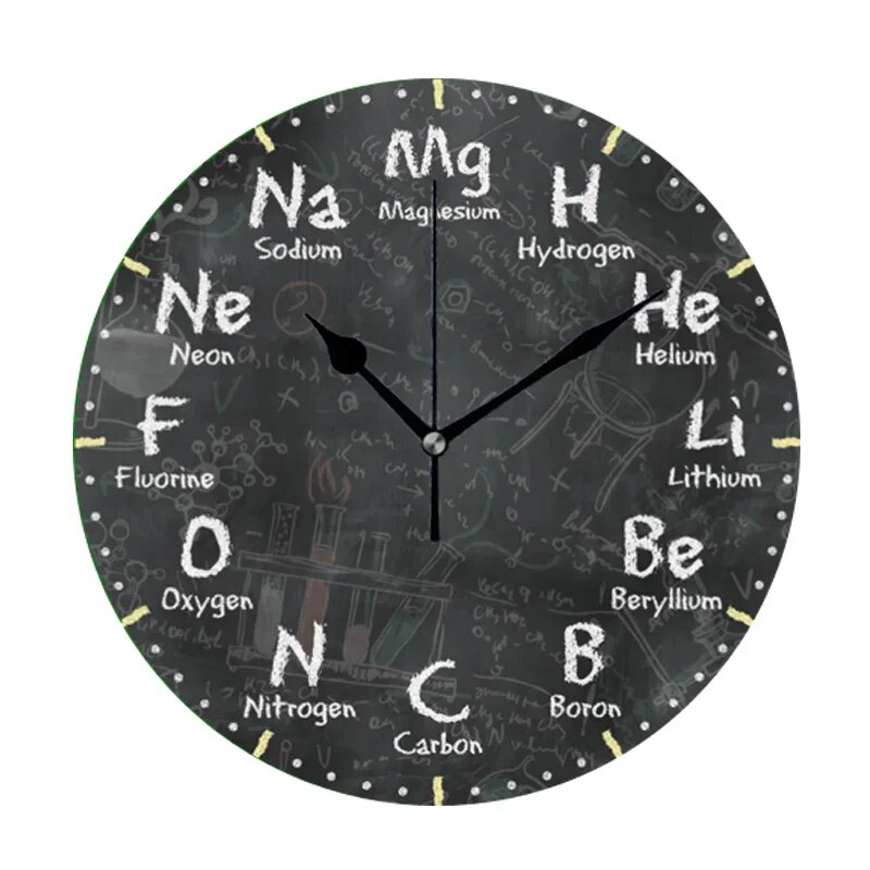 Funny Atomic Science Chemistry Wall Clock Geek Large Chemical Symbols ...