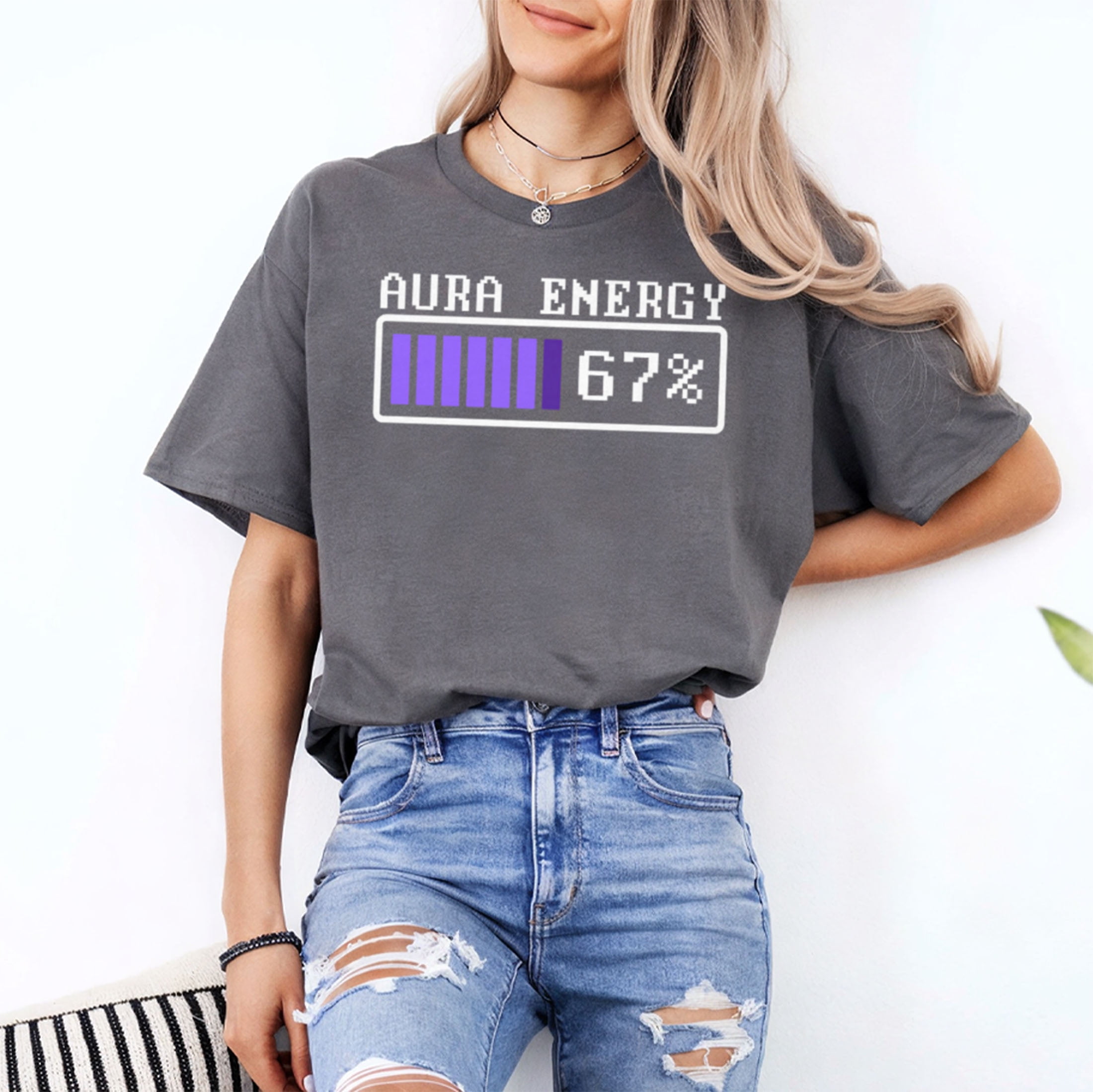 Funny Aura Energy at 67 Six Seven Genz Meme Slang T-Shirt, Multicolors ...
