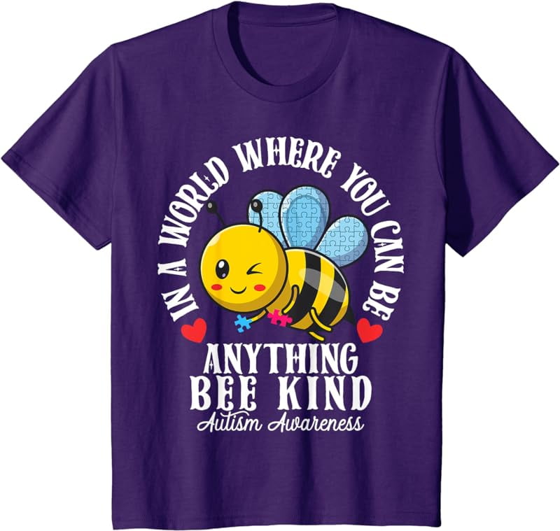 Funny Autism Awareness Bee Kind Autistic Cute Autism Be Kind T-Shirt ...