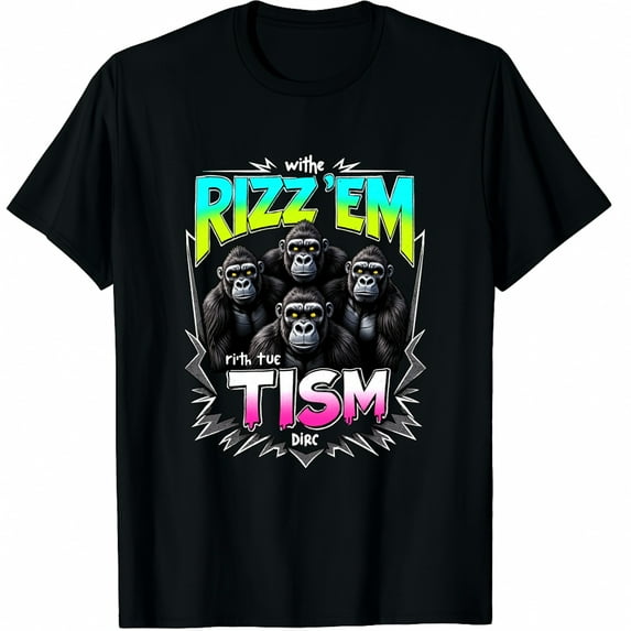 Funny Autism Rizz Em with The Tism Big Foot Meme Sasquatch Graphic Crew ...