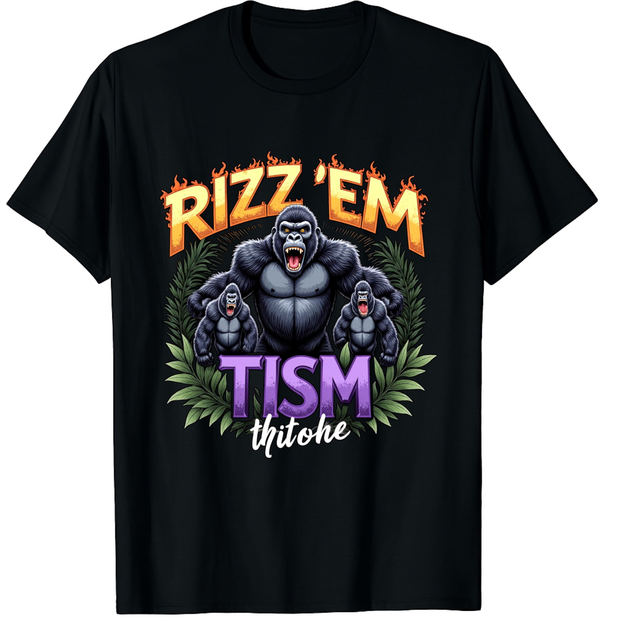 Funny Autism Rizz Em with The Tism Big Foot Meme Sasquatch Graphic Crew ...