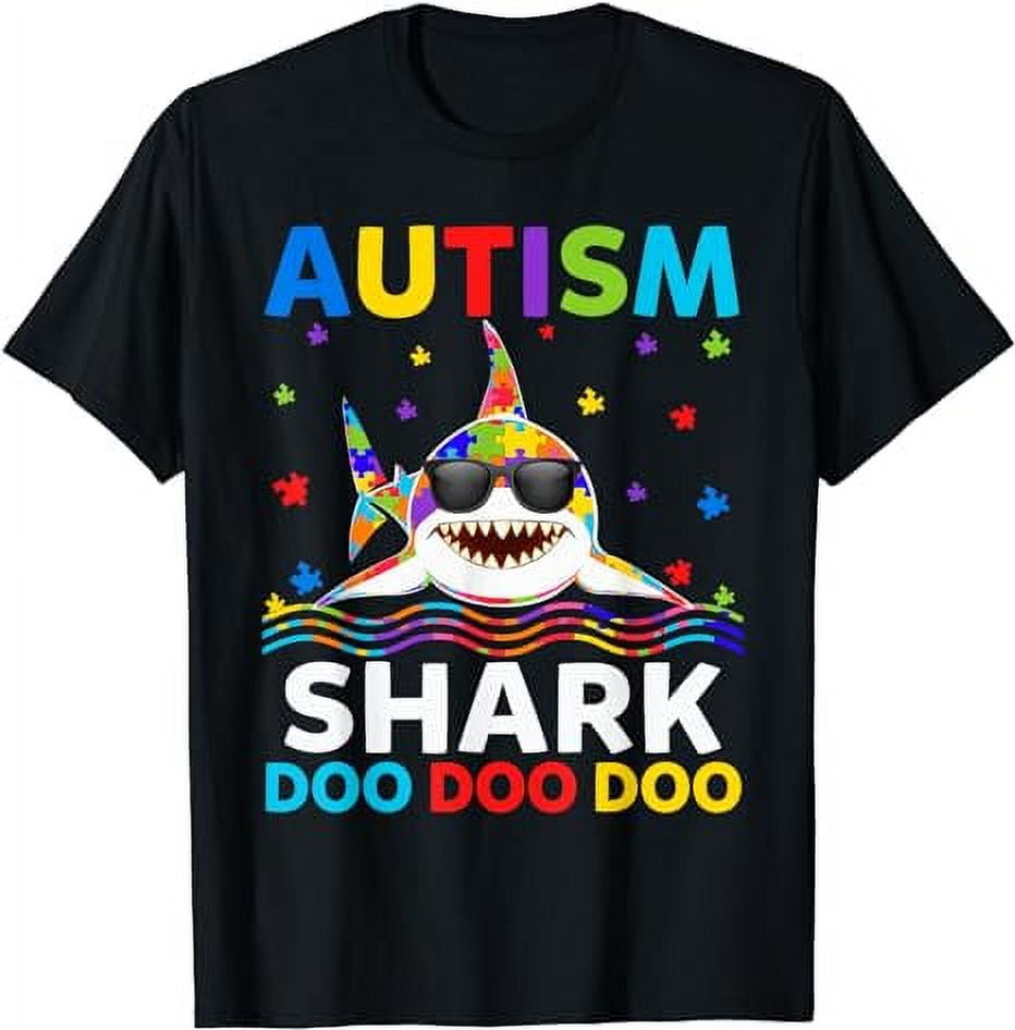 Funny Autism Shark Puzzle Awareness Day Cute For Boys Girls T-Shirt ...