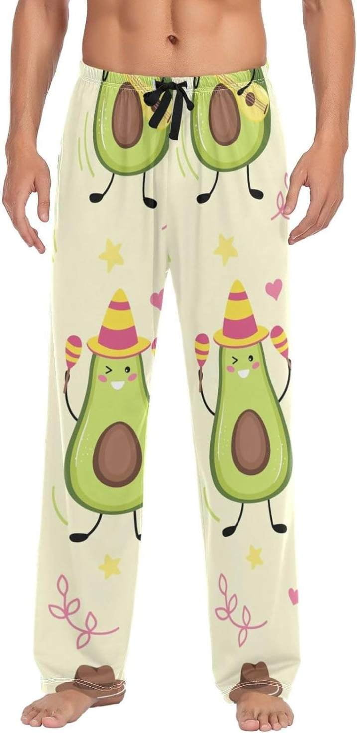 Funny Avocado Ghost Pajama Pants, Men's Lounge Pants Light with ...