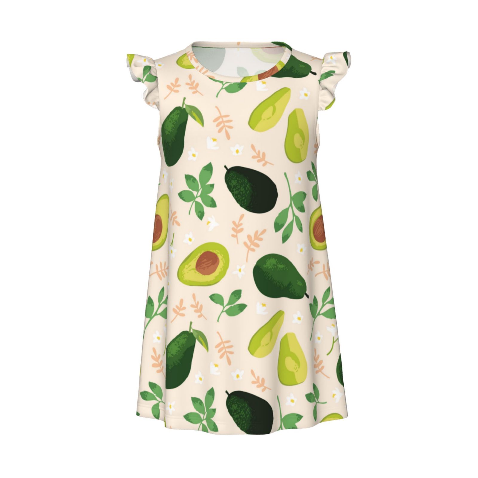 Funny Avocado Leaves Girls Nightgowns, Short Sleeves Princess Dress ...