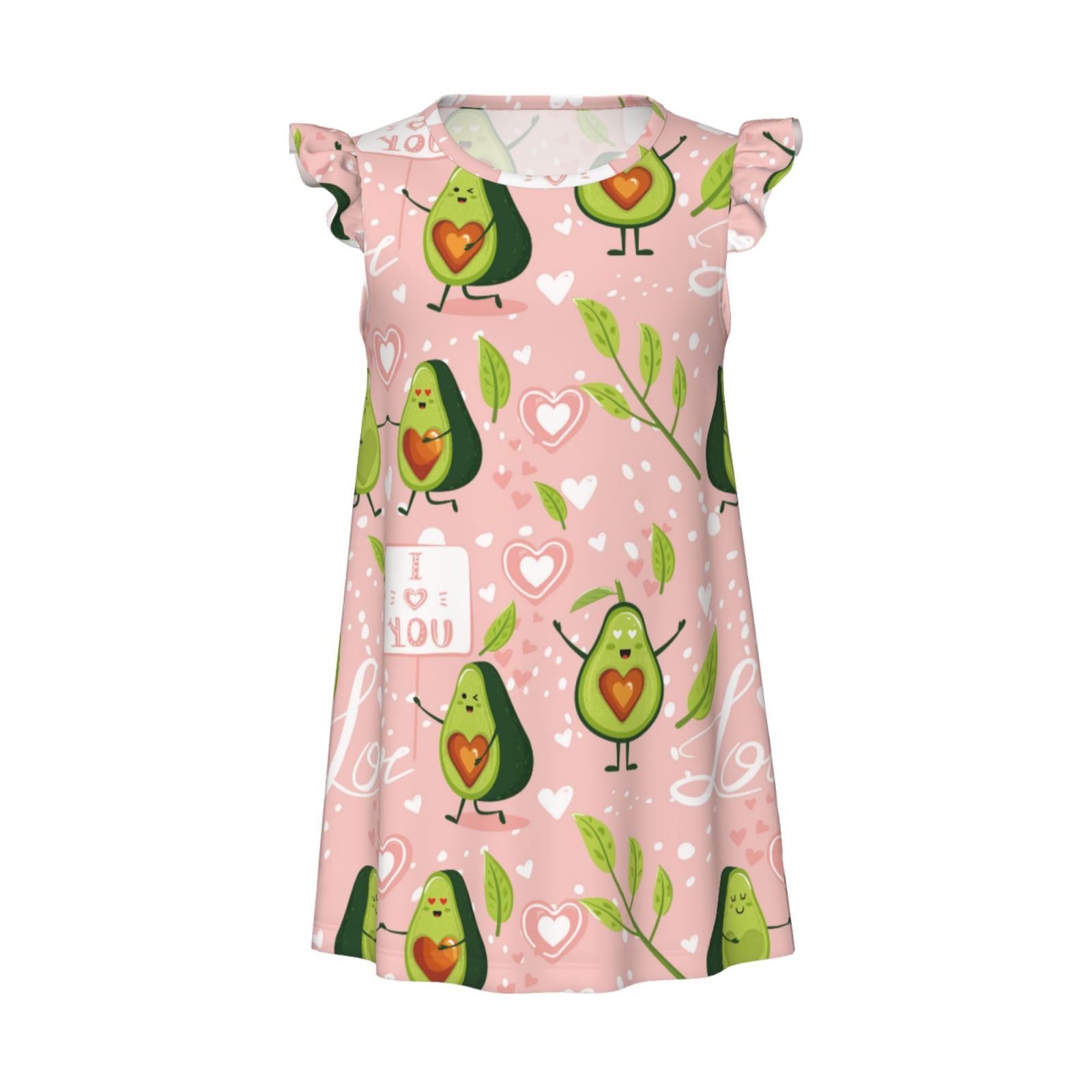 Funny Avocado Love Girls Nightgowns, Pajamas for Girls, Soft Flutter ...