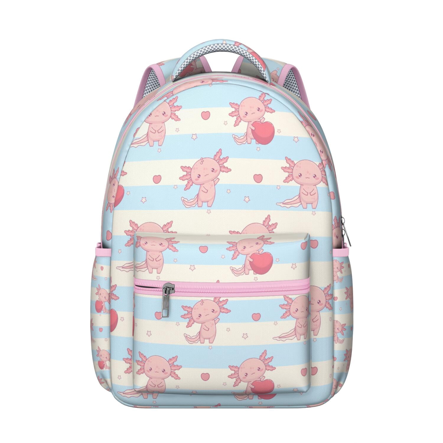 Funny Axolotl Lovers Student Backpack Durable Waterproof School Bag ...