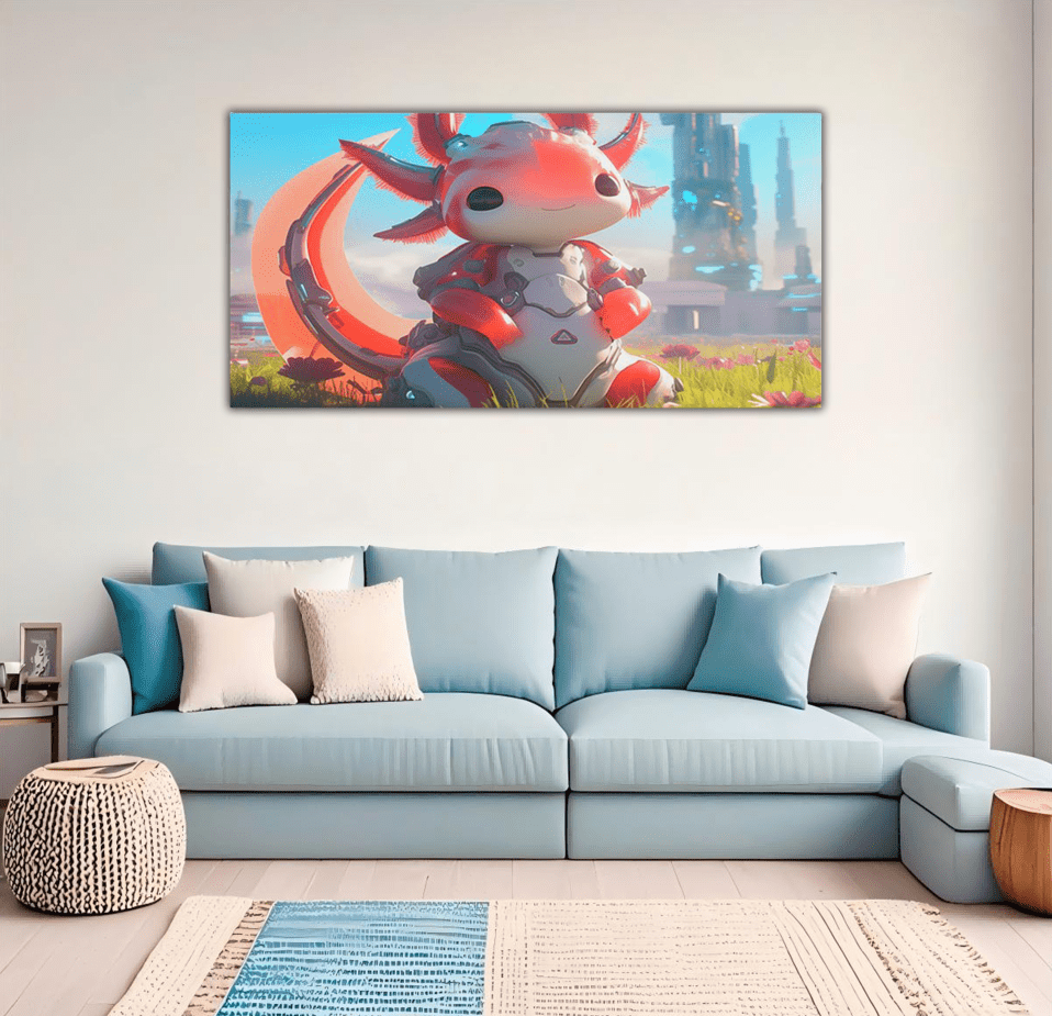 Funny Axolotl Paintings Wall Decor Bathroom, Cartoon Animal Wildlife ...