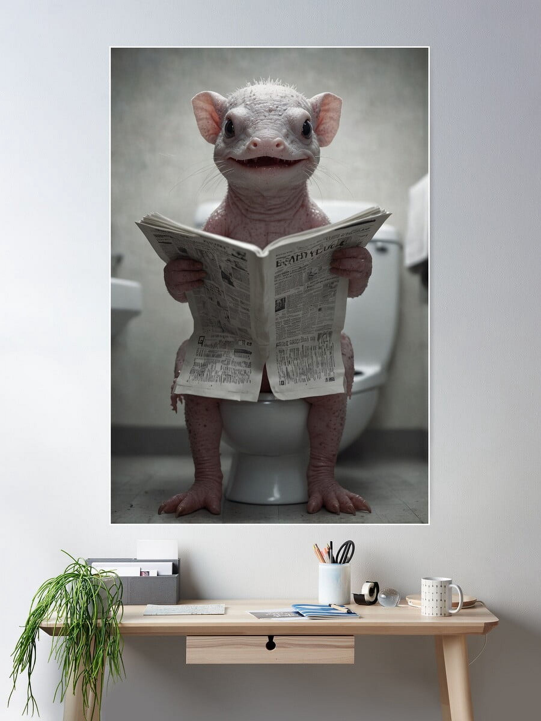 Funny Axolotl Reading Newspaper Poster Wall Art Modern Wall Decor For ...