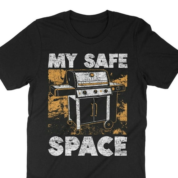 Funny BBQ Grill Master Safe Space Meat Smoker Humor Art Graphic T Shirt ...