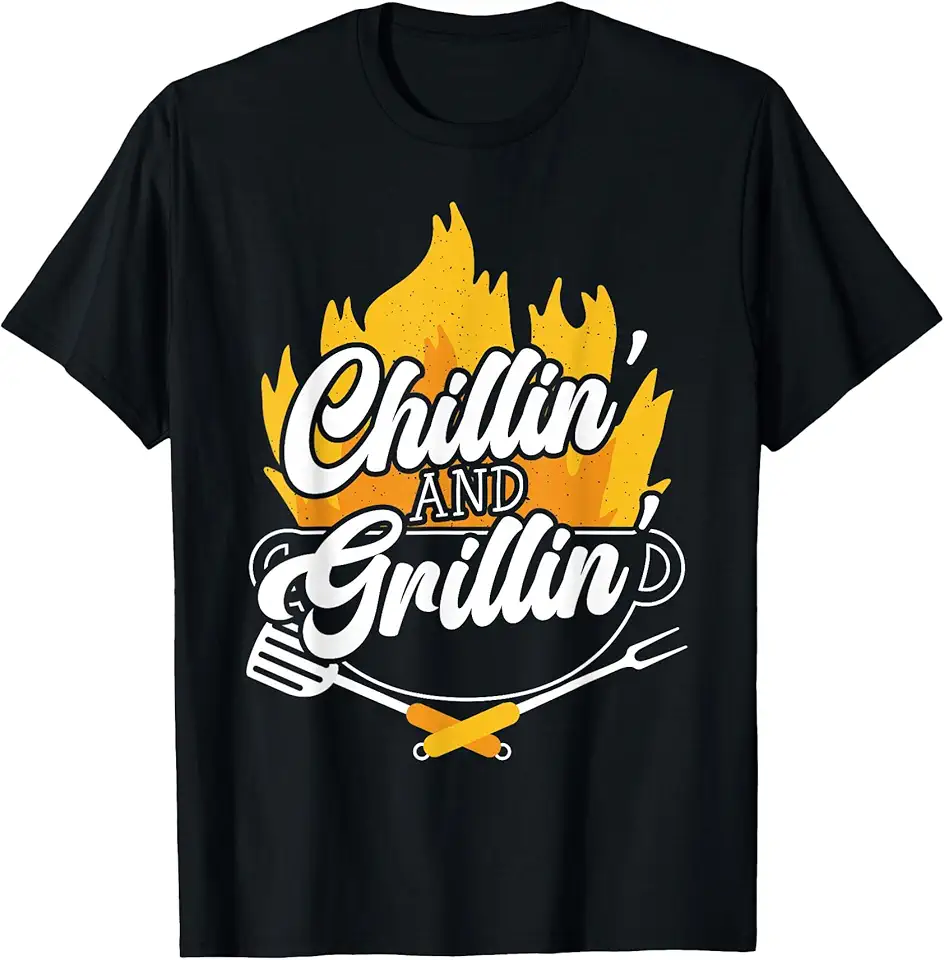 Funny BBQ Grillmaster Chillin and Grillin Summer Graphic T-Shirt for ...