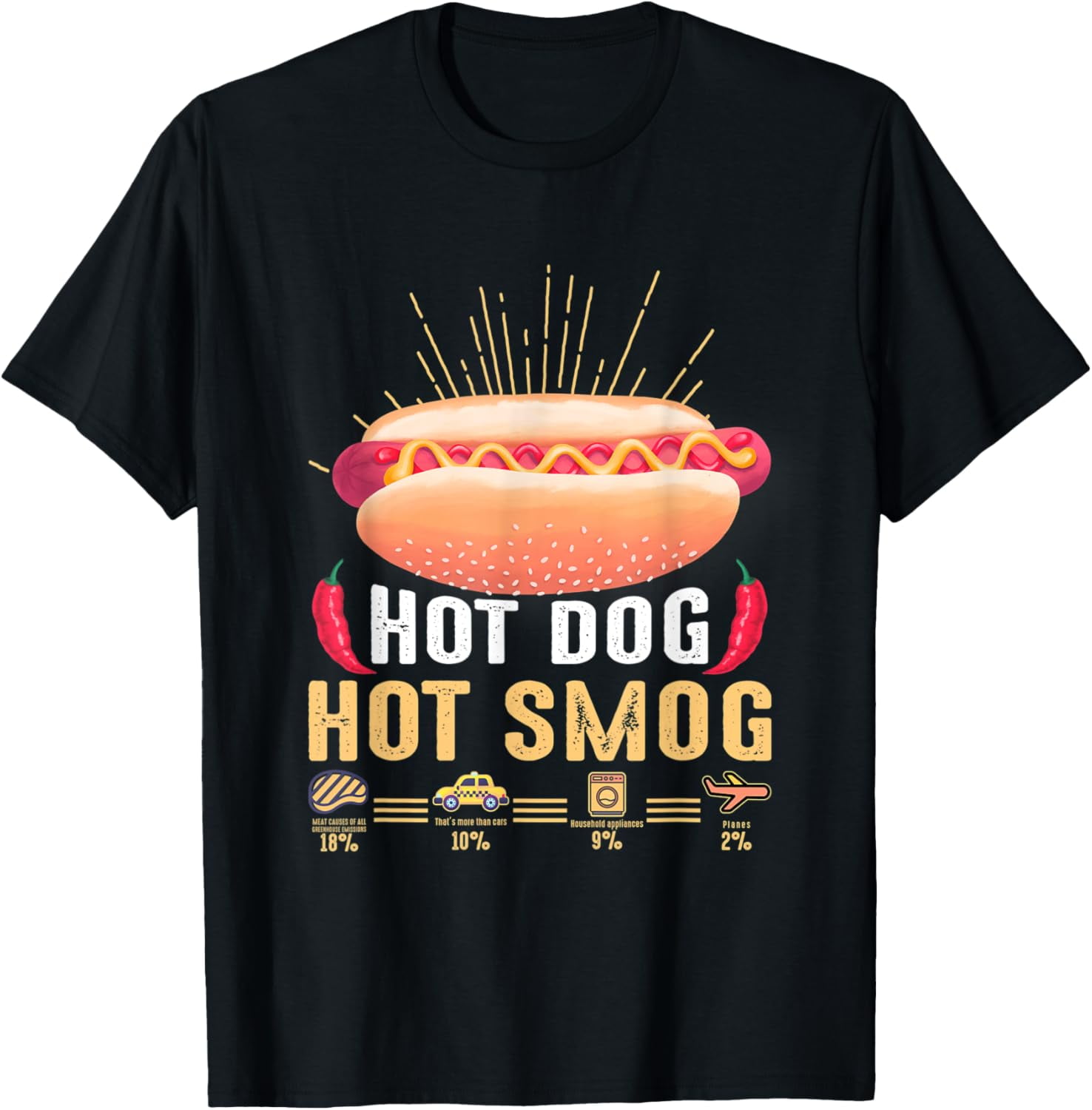 Funny BBQ Hot Dog Hot Smog Climate Warrior Vegan Activist T-Shirt men ...