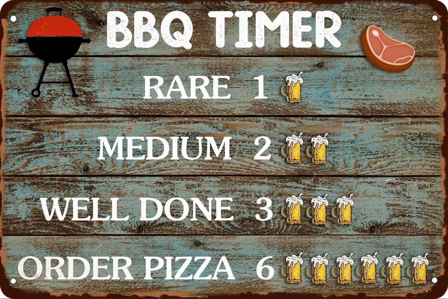 Funny BBQ Quote Metal Signs BBQ Timer Tin Sign Vintage Outdoor Grilling ...
