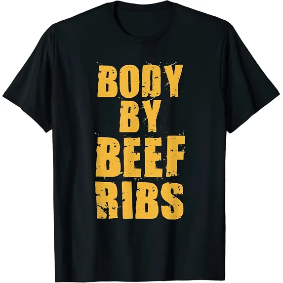 Funny BBQ Ribs Slogan Graphic T-Shirt for Men Grill Master Short Sleeve ...