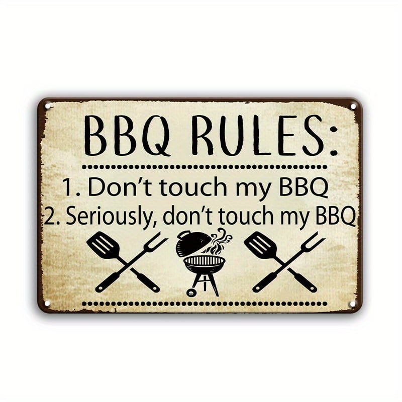 Funny BBQ Rules Sign, Metal Sign, BBQ Rules Garden Patio Sign, Metal ...