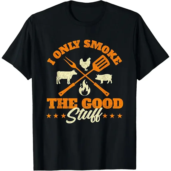 Funny BBQ Smoker Meat Graphic Grill Master Men Short Sleeve T-Shirt ...