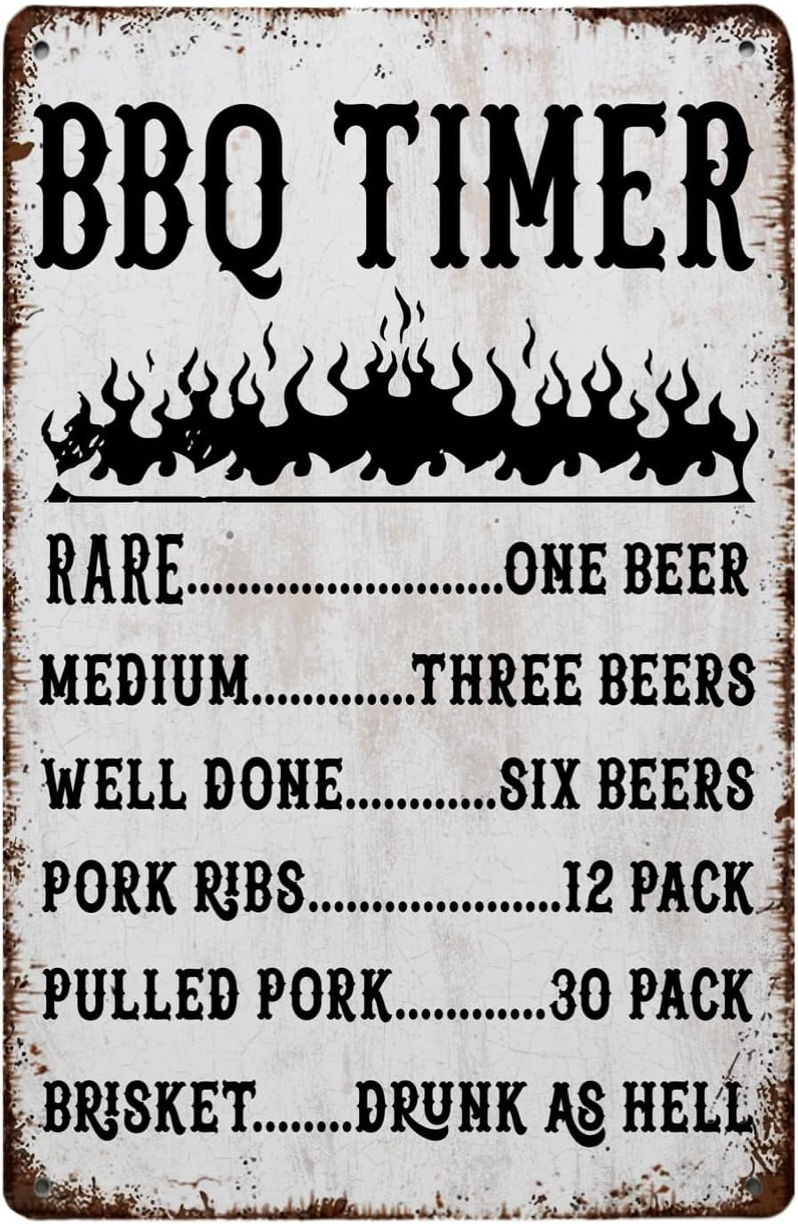 Funny BBQ Timer Sign Metal Poster, Farmhouse Barbecue Sign Metal Tin ...