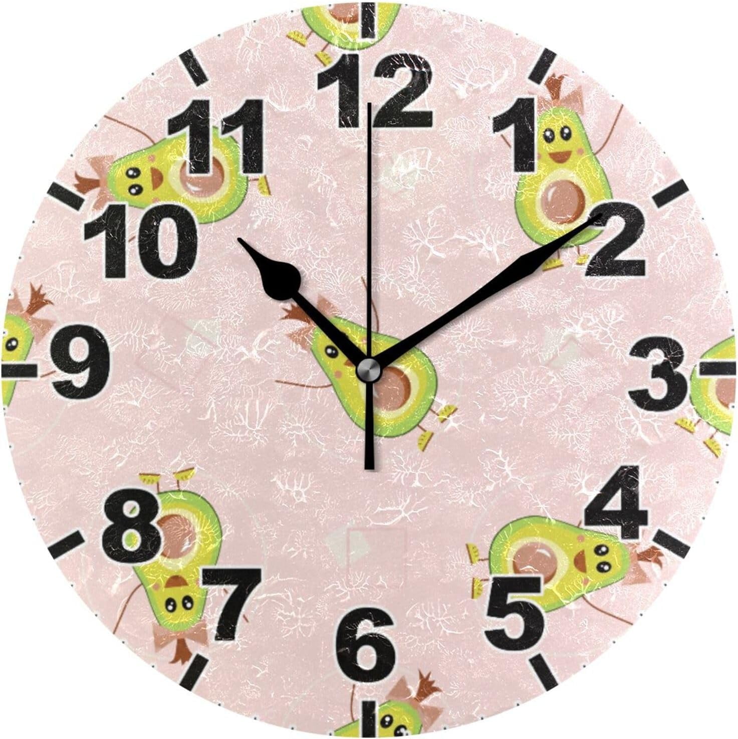 Funny Baby Avocados Round Wall Clock, Battery Operated Silent Non ...