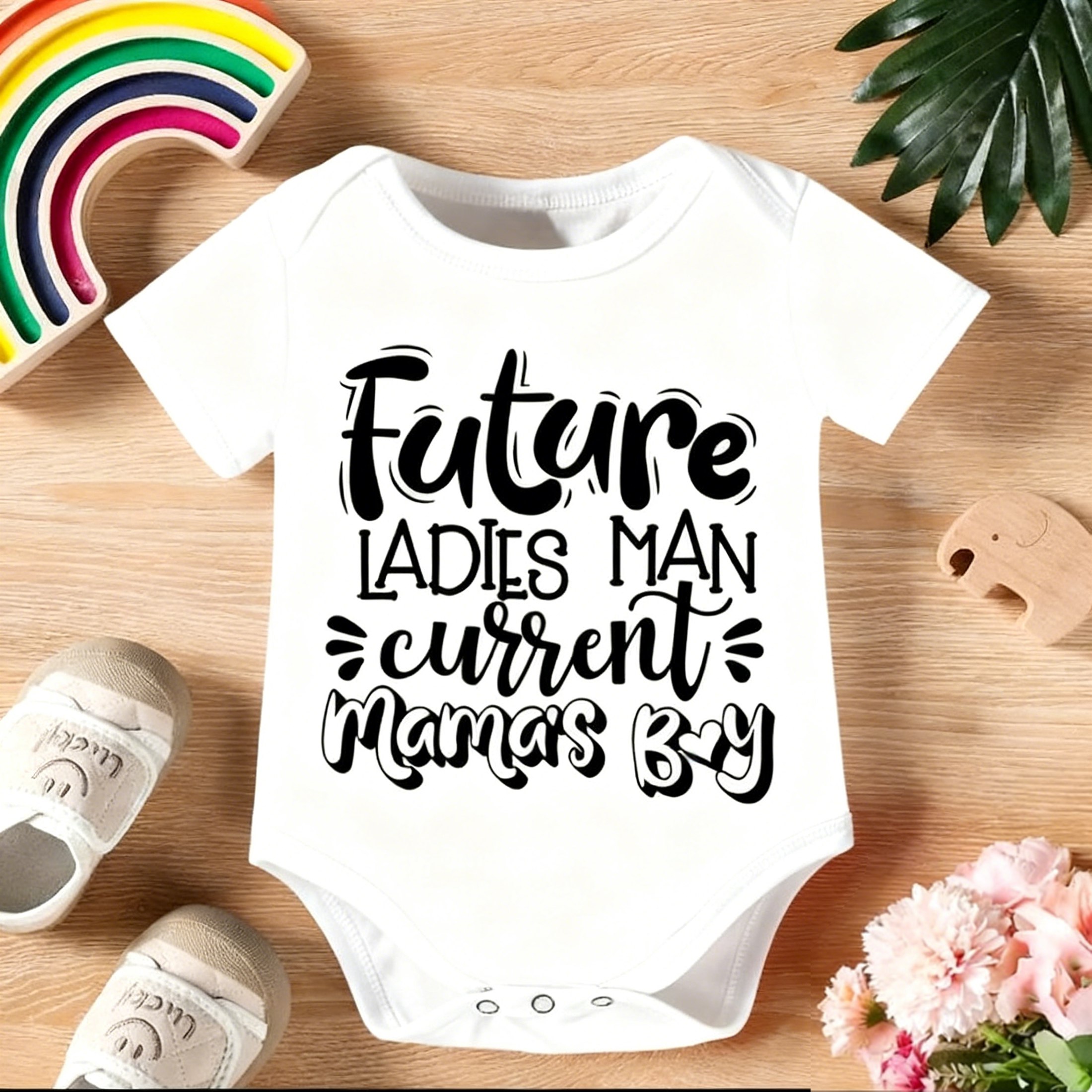 Funny Baby Boy Bodysuit | "Future Ladies Man Current Mama's Boy" Print ...
