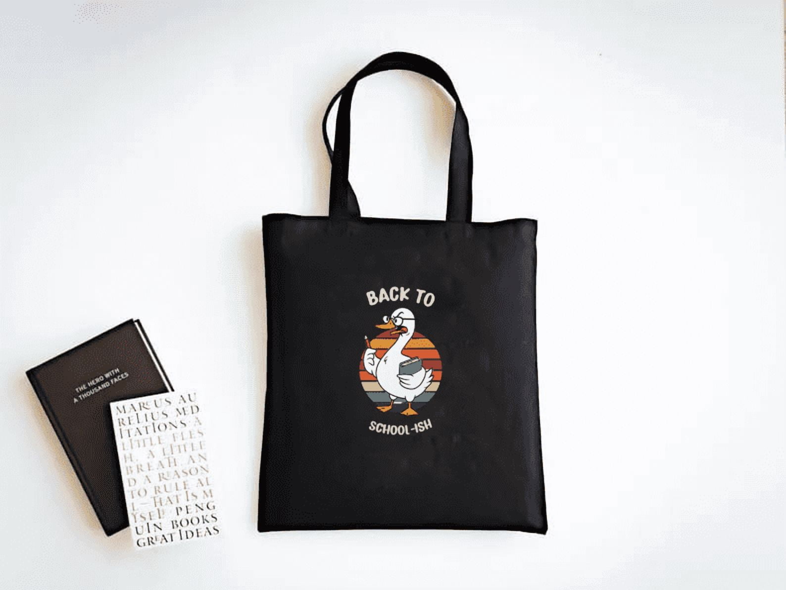 Funny Back to School Goose Retro Vintage Student Gift Idea Tote Bags ...