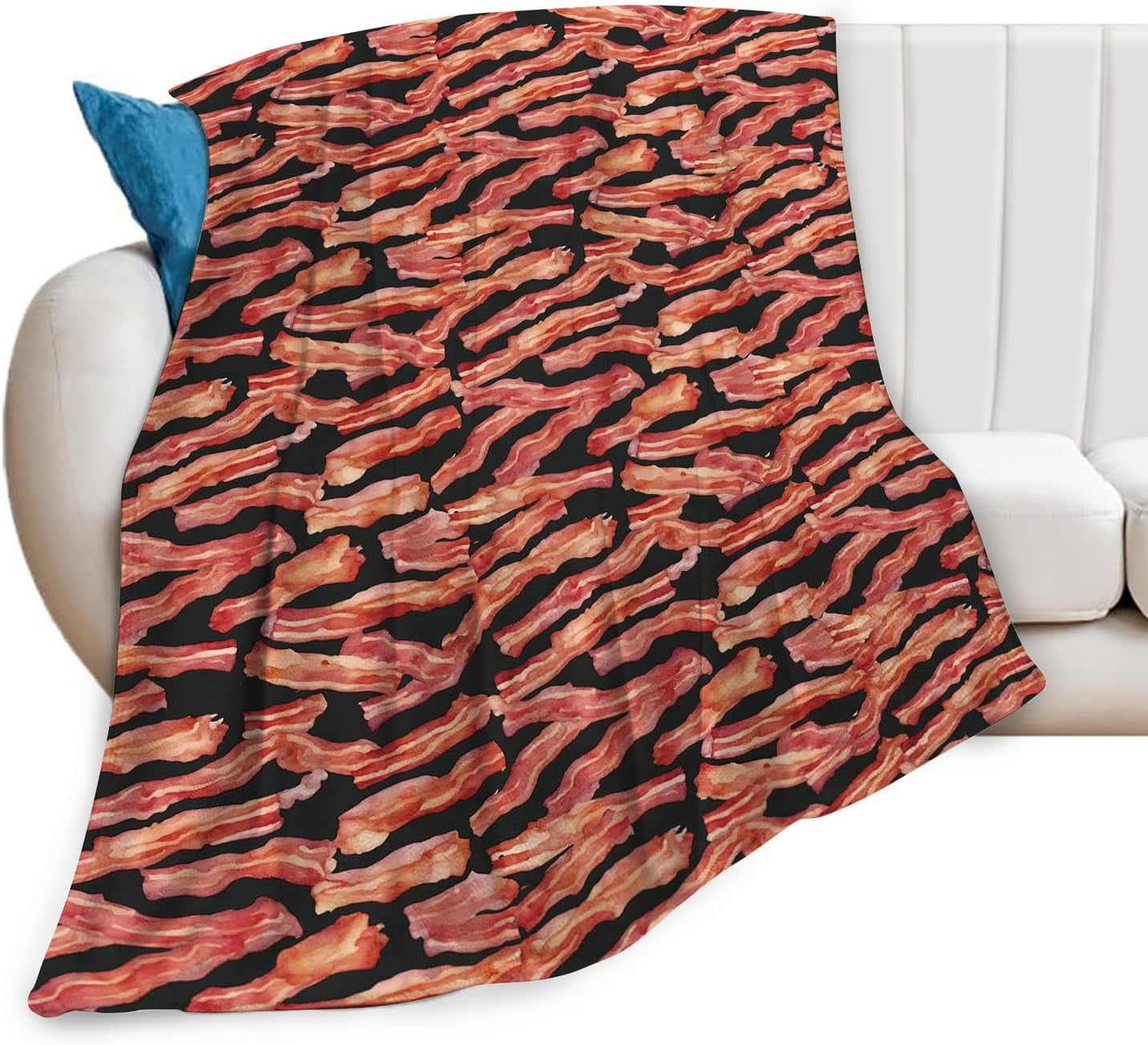 Funny Bacon Blanket Food Throw Blanket Meat Fuzzy Plush Blanket Ultra ...