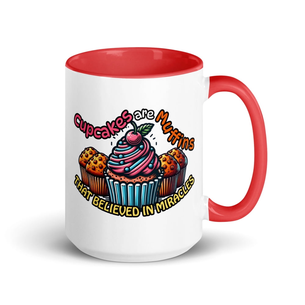 Funny Baking Pun Cupcake Mug with Color Inside, Cupcakes Are Muffins ...