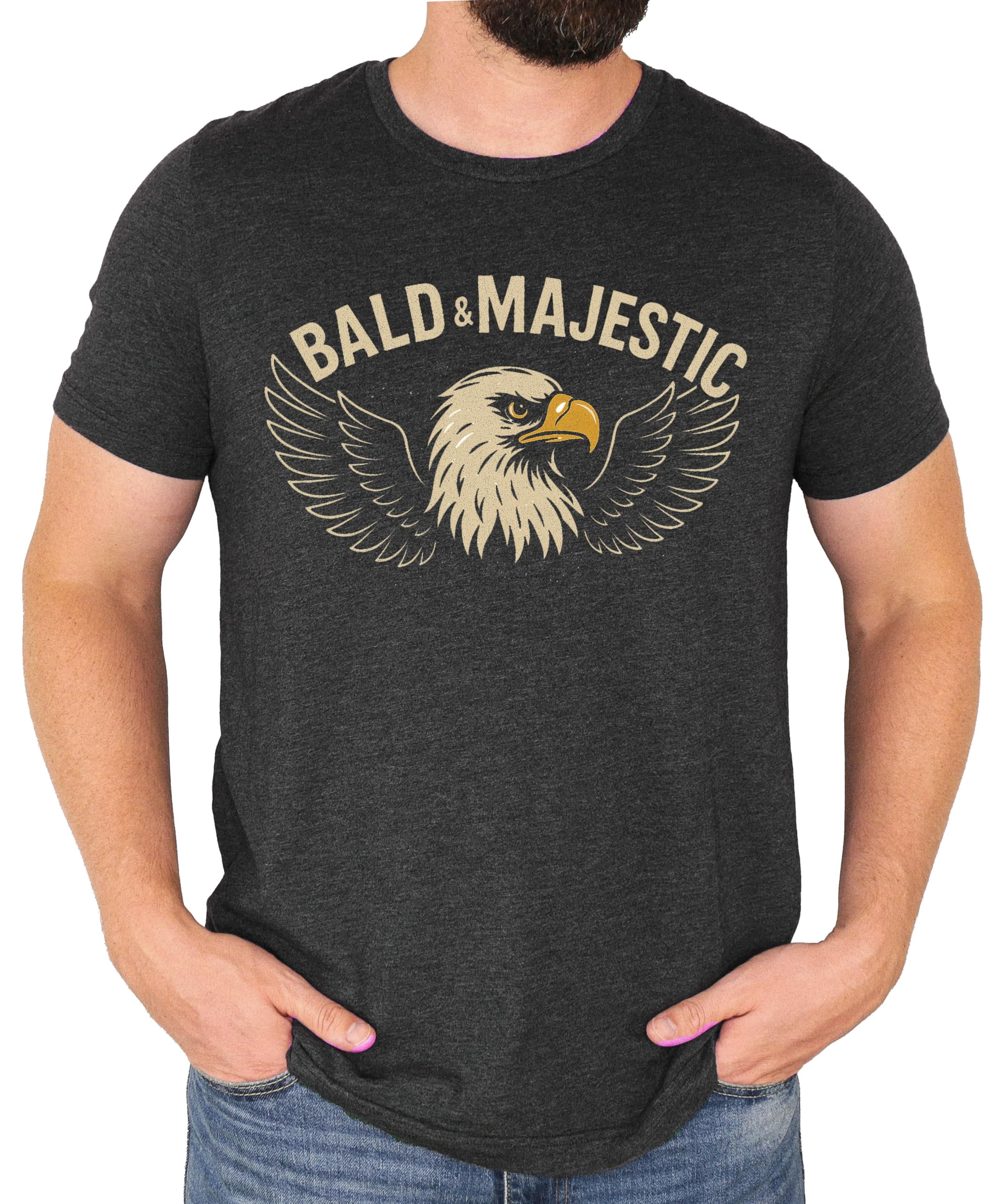 Funny Bald and Majestic Shirt for Men Eagle Dad Joke T-Shirt for Adults ...