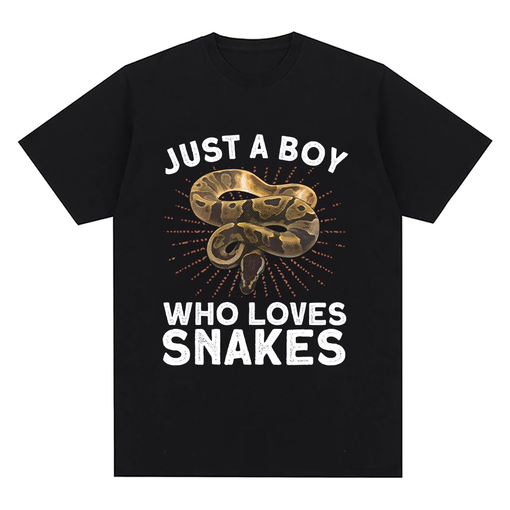 Funny Ball Python Design Snake Lover Short Sleeve Black T-Shirt Cotton ...