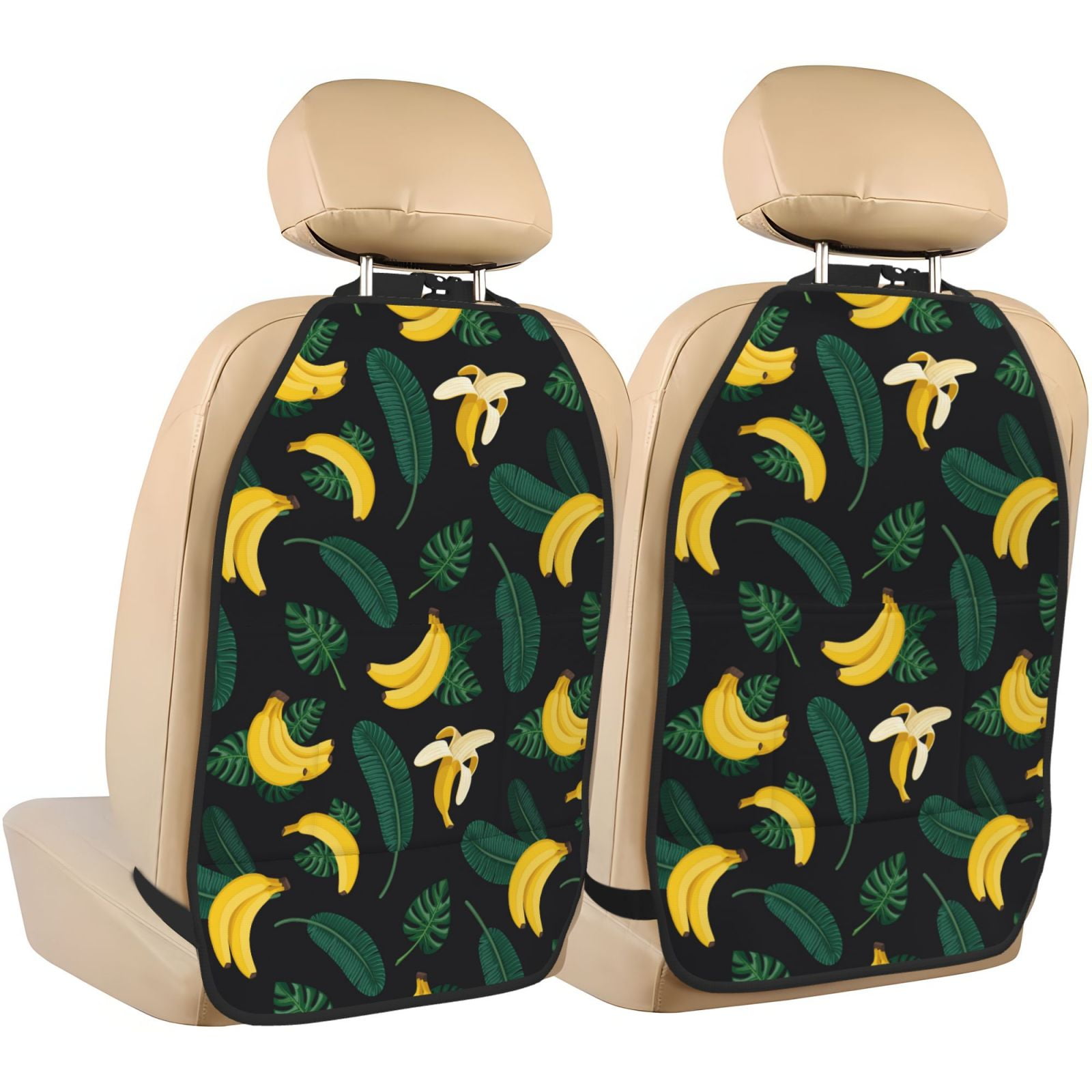 Funny Banana Green Leaves Backseat Car Organizer, 2 Pack Kick Mats Back ...