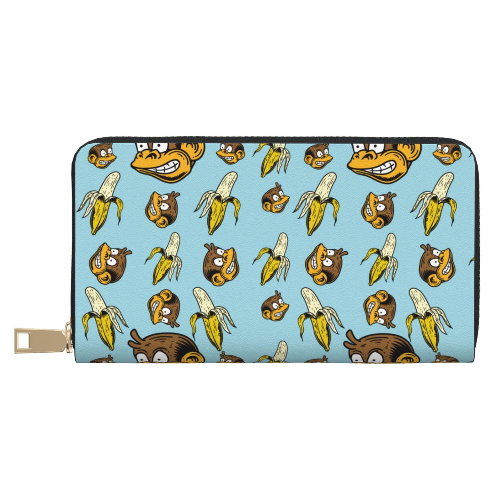 Funny Banana Monkey Wallet Women, Leather Bifold Multi Card Wallet ...