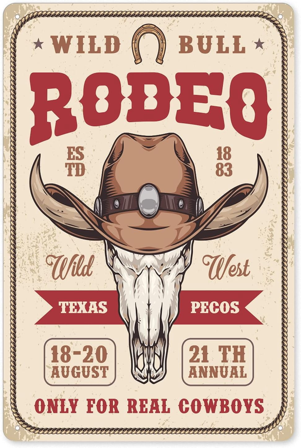 Funny Bar Sign or Man Cave Decor, Rodeo Cowboy Wild West Estd American ...