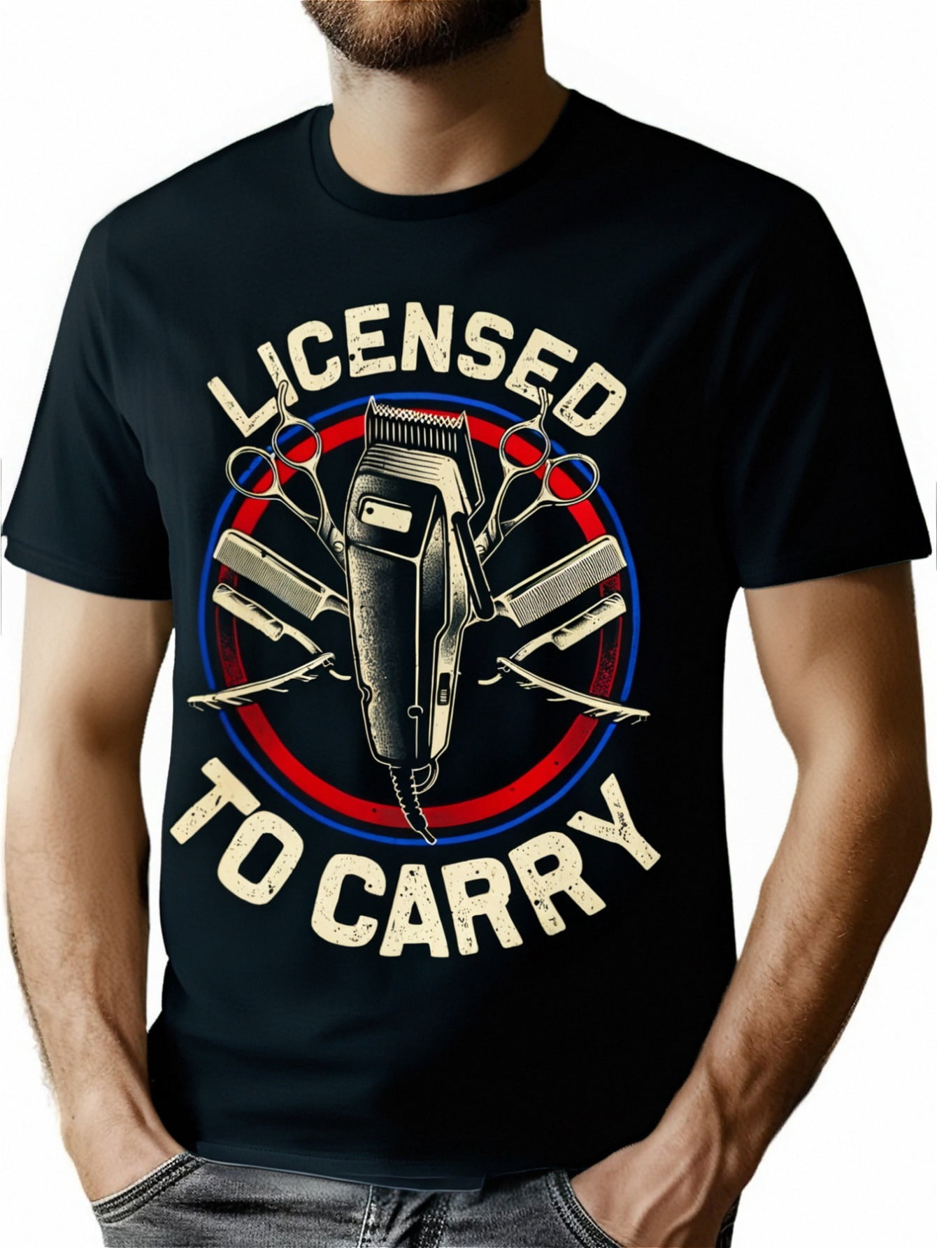 [Funny Barber Designs Tee] Men's Funny Barber Designs T-Shirt - 220g ...