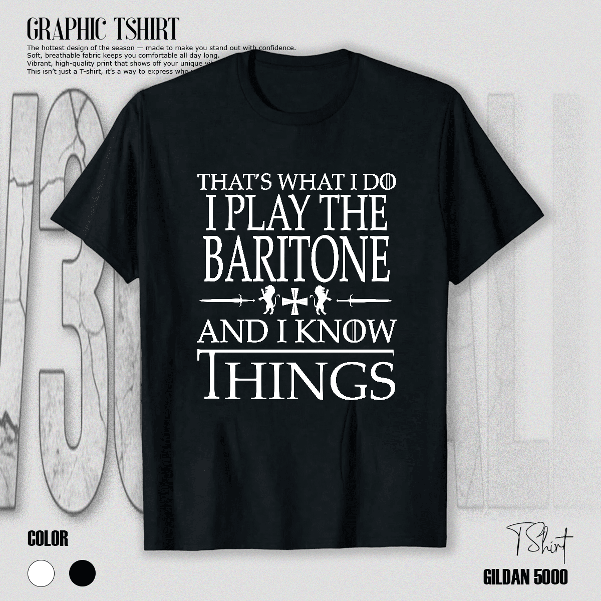 Funny Baritone Player Gift Marching Band Brass Instrument Art Unisex T ...
