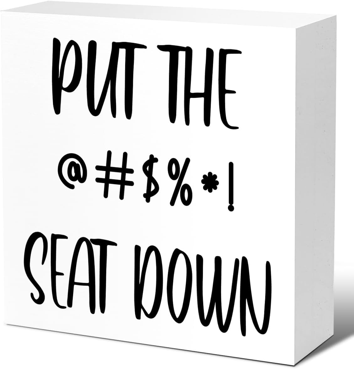 Funny Barthroom Wood Block Signs,Put the Seat Down Wooden Box Sign for ...
