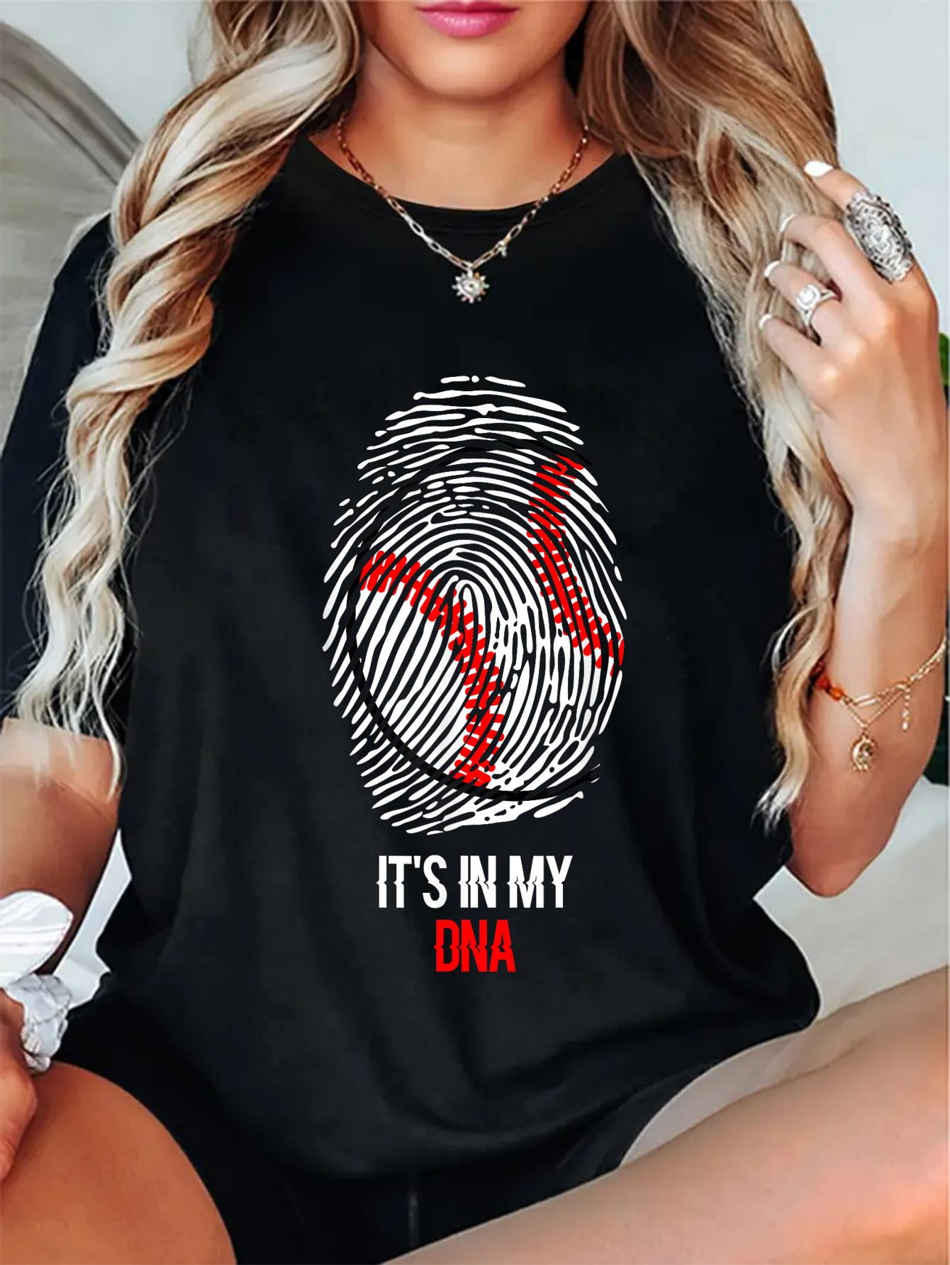 Funny Baseball It's in my DNA Fingerprint T-Shirt - Walmart.com