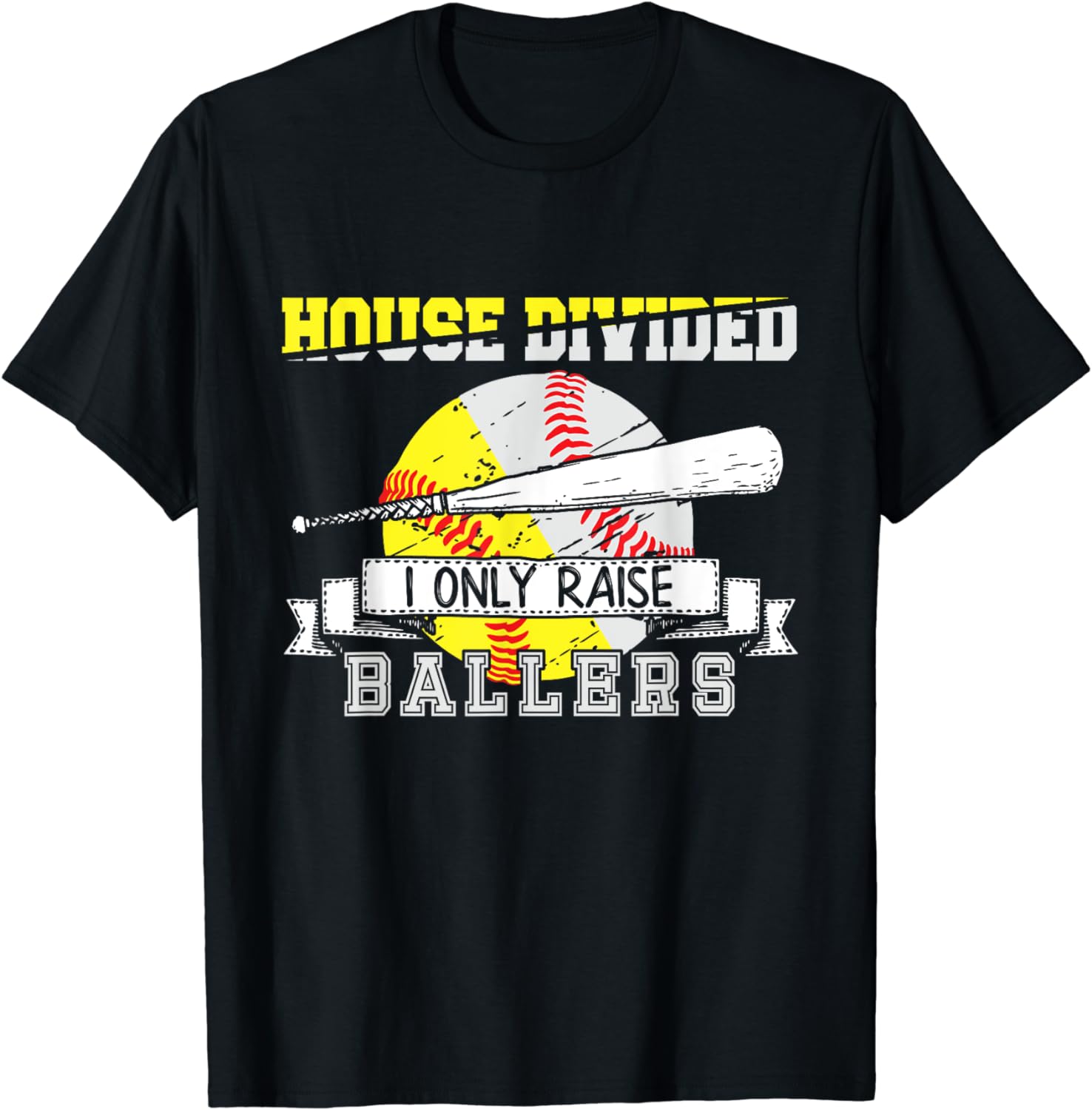 Funny Baseball Softball Divided House Ball Mom T-Shirt - Walmart.com