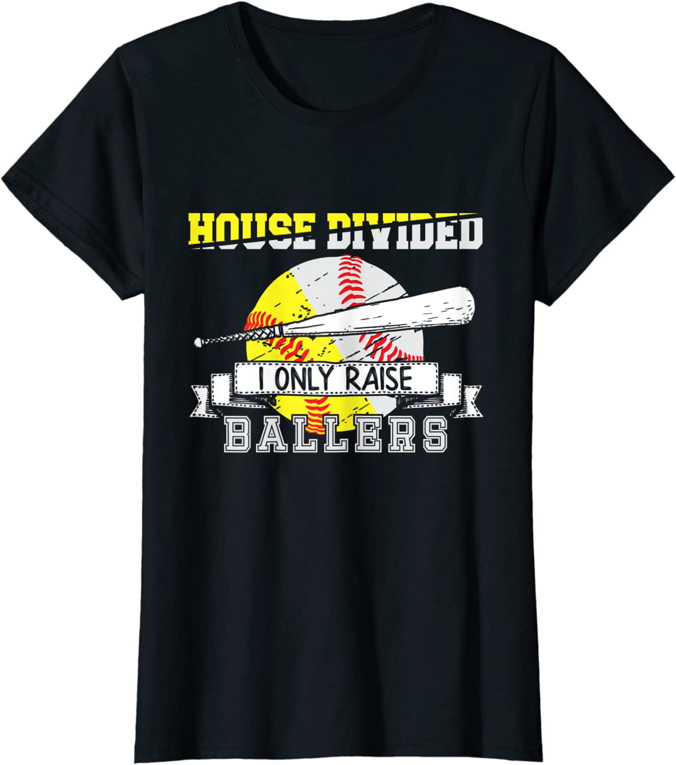 Funny Baseball Softball Divided House Ball Mom T-Shirt - Walmart.com
