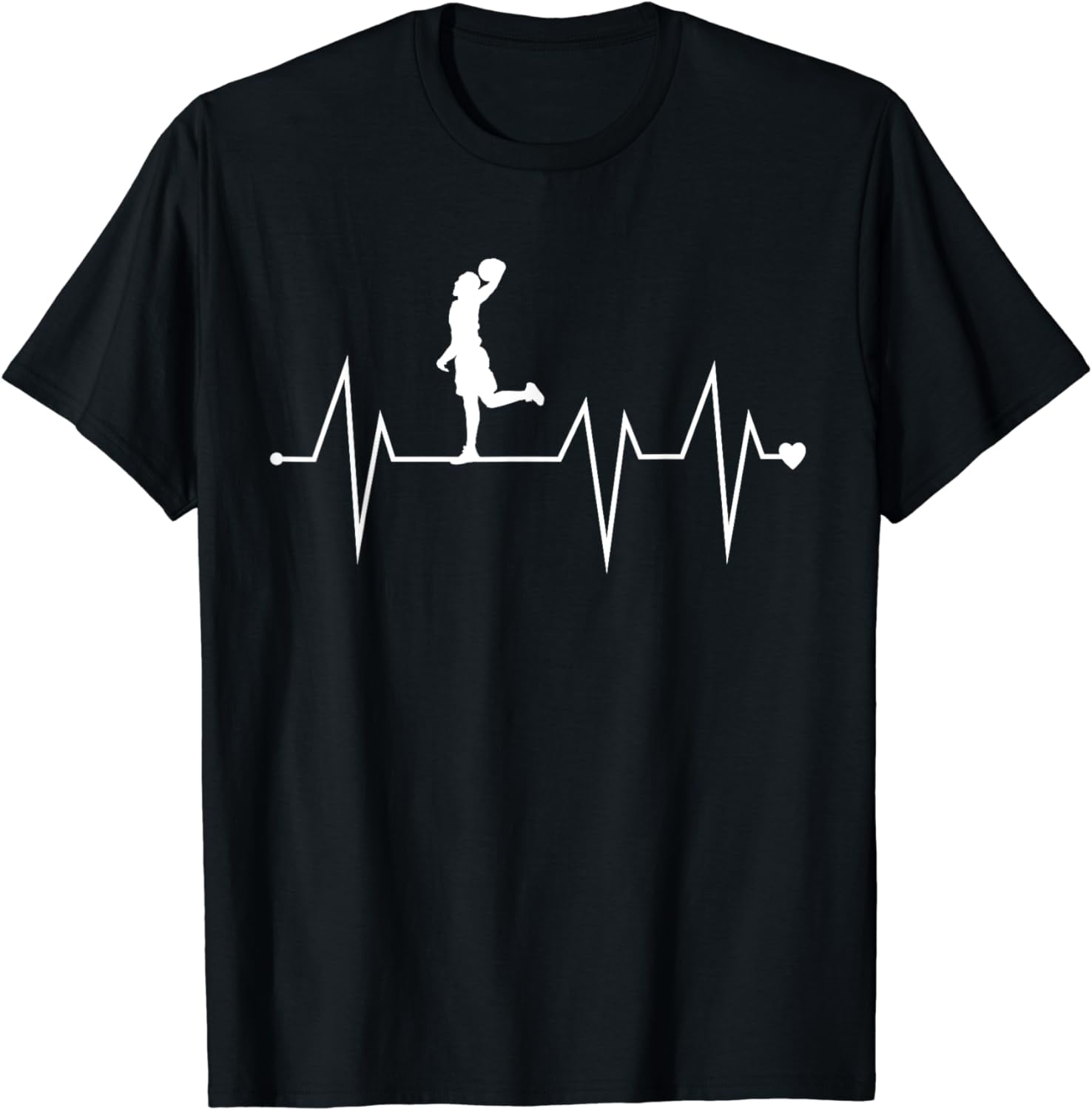 Funny Basketball Player Heartbeat Heart Pulse Rate EKG T-Shirt ...