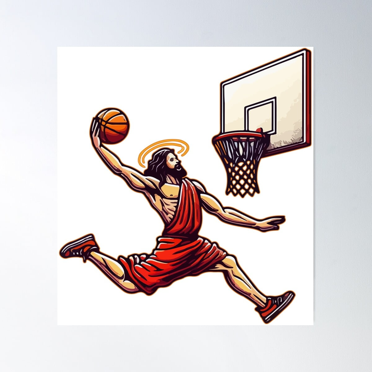 Funny Basketball Retro Jesus Christ Poster Wall Art, Modern Wall Decor ...