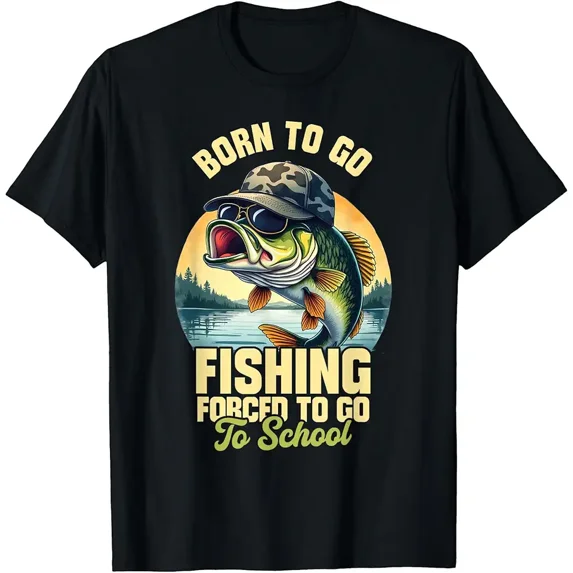 Funny Bass Fishing Forced to School Graphic for Men Women Short Sleeve ...