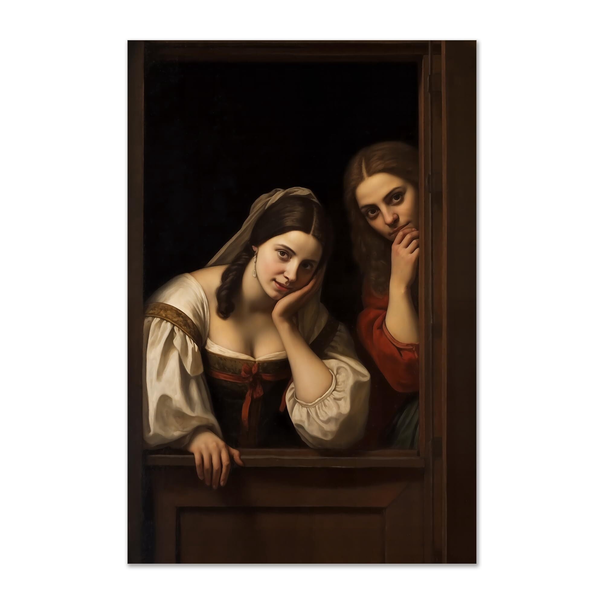 Funny Bathroom Canvas Wall Art Classical Renaissance-Inspired Print ...