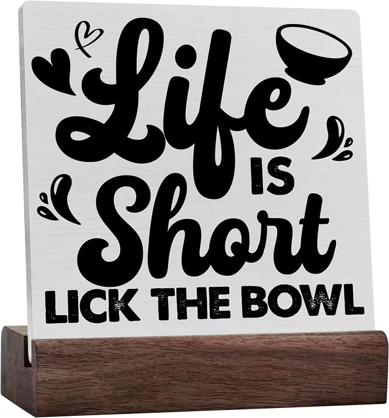 Funny Bathroom Ceramic Table Sign Desk Decor Life Is Short Lick The ...