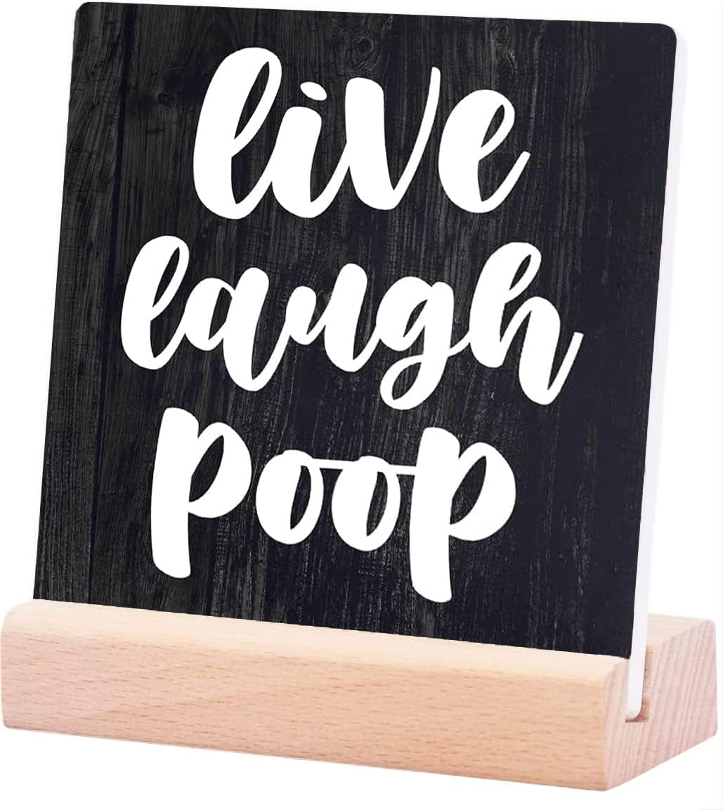 Funny Bathroom Decor Desk Decor Ceramic Table Sign Plaque Humor Rustic ...