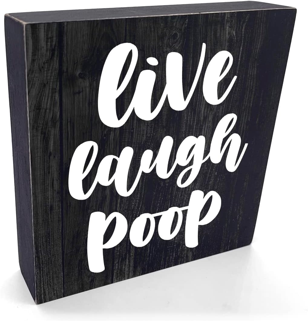 Funny Bathroom Decor Desk Decor Wooden Box Sign Humor Rustic Black Wood ...