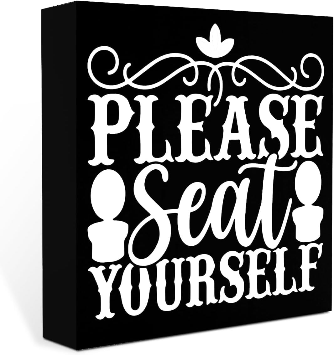 Funny Bathroom Decor Please Seat Yourself Bathroom Wood Sign Guest Half ...