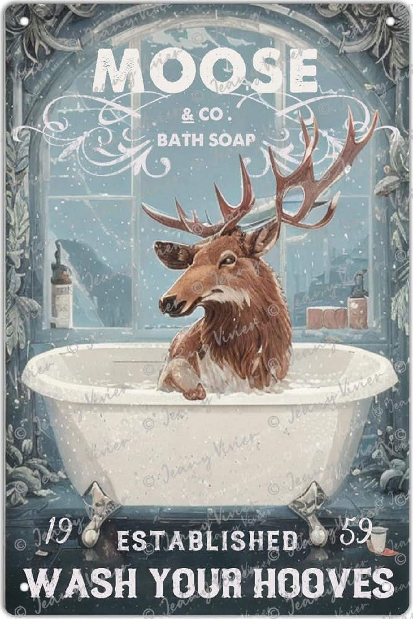 Funny Bathroom Decor Signs Funny Moose Decor Vintage Tin Sign Coffee ...