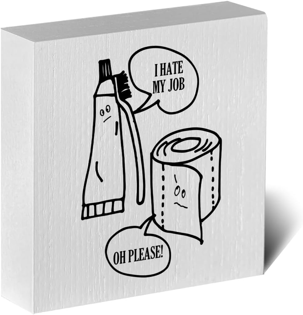 Funny Bathroom Decor Bathroom Signs Rustic Desk Decor Wood Box Sign ...