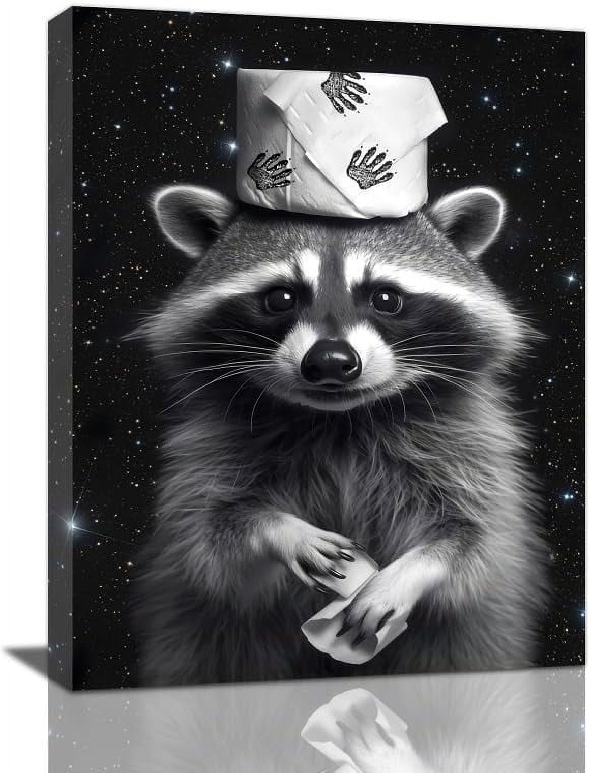 Funny Bathroom Decor Wall Art Raccoon Poster Funny Raccoon Pictures for ...