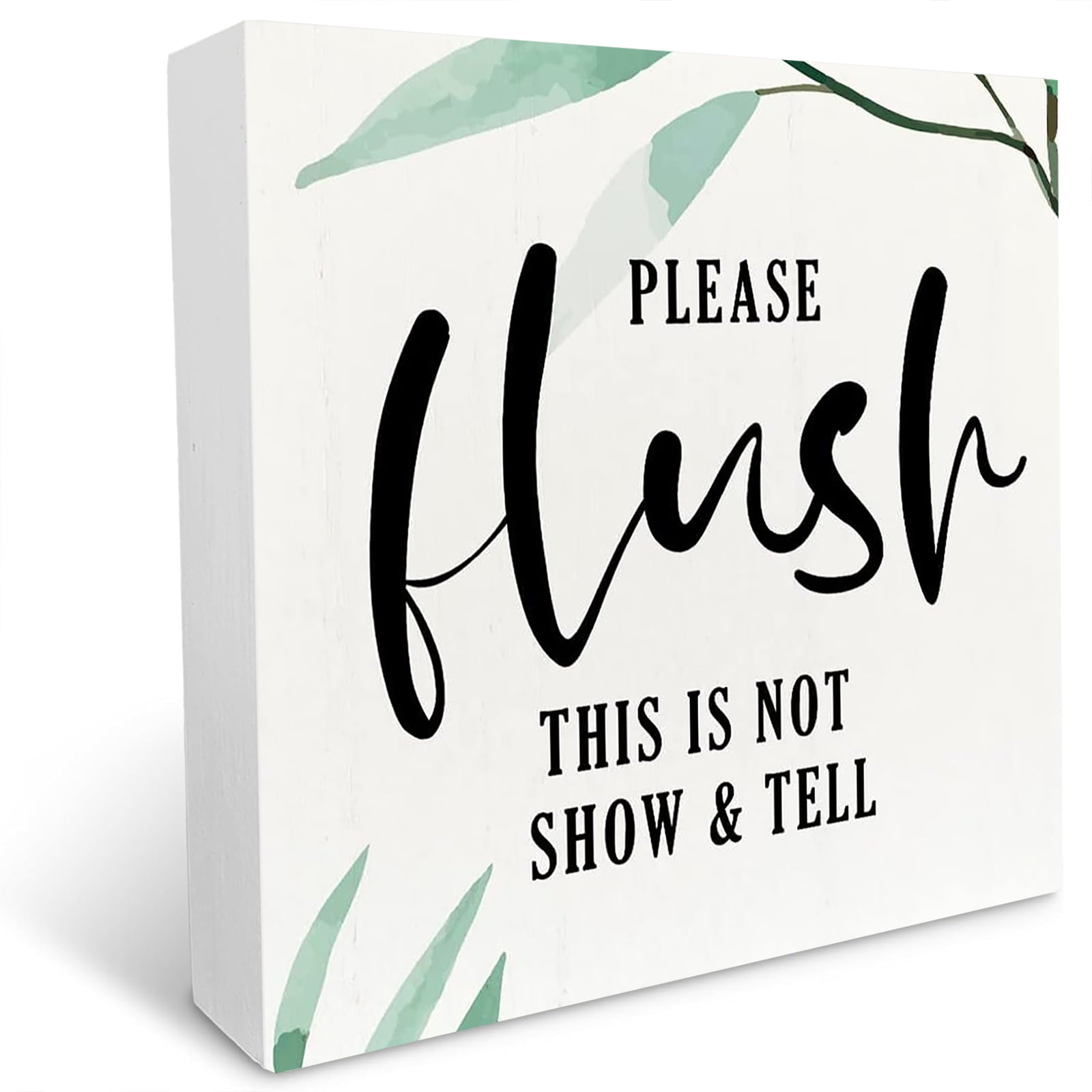 Funny Bathroom Decor Wood Box Sign, Please Flush This is Not Show ...