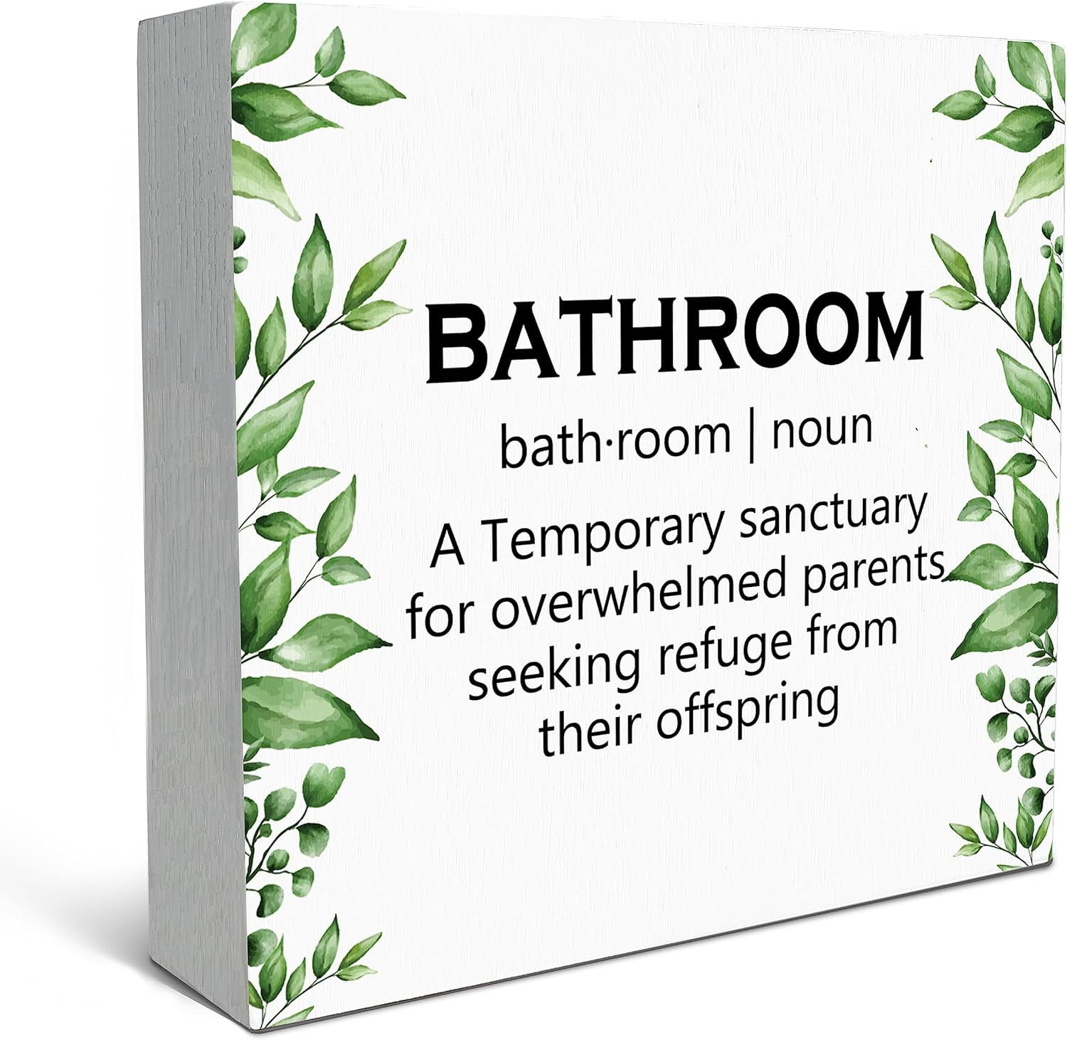 Funny Bathroom Definition Wood Box Sign Desk Decor,Watercolor Greenery ...