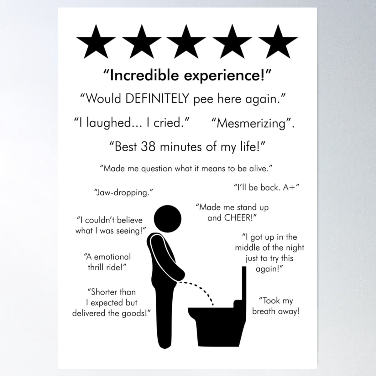 Funny Bathroom Incredible Experience Would Pee Here Again Poster Wall ...